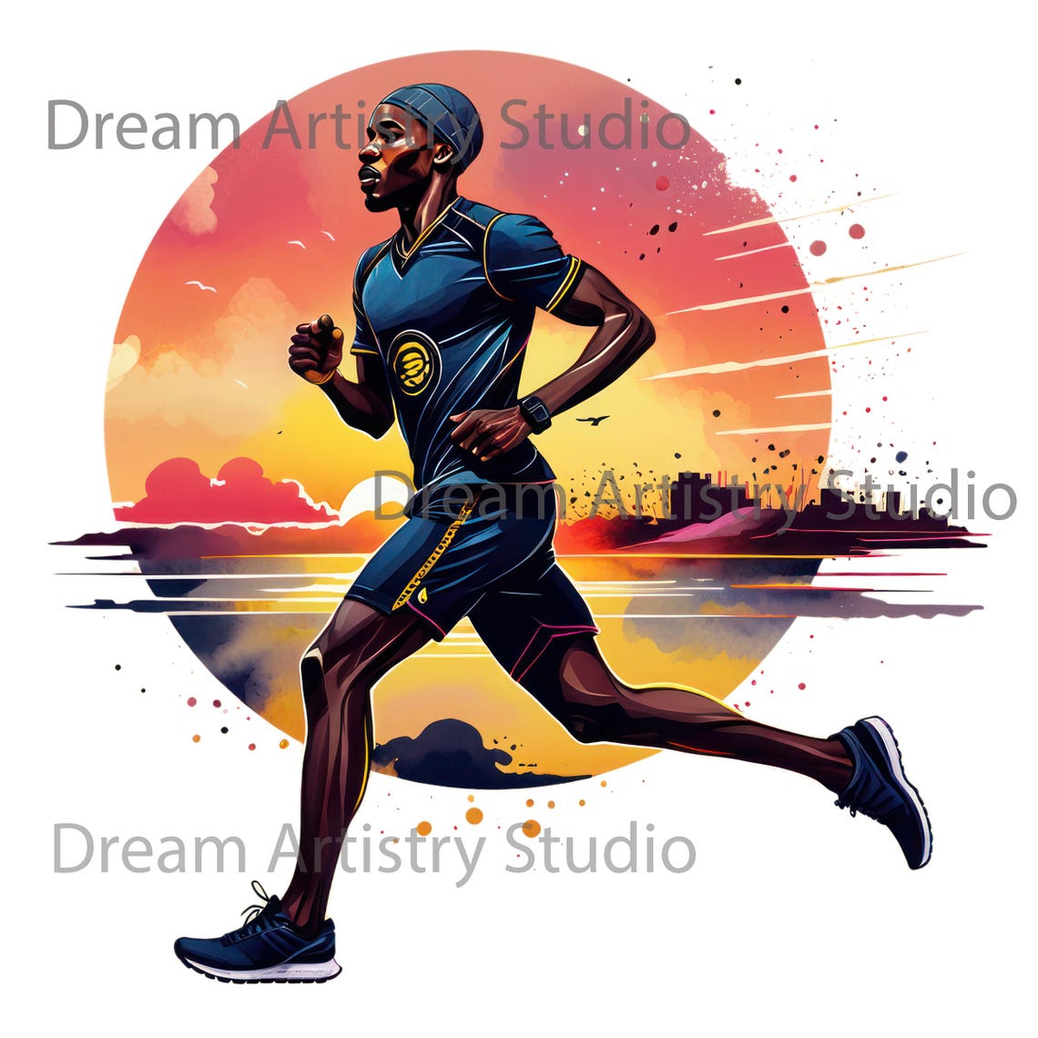 7 Watercolor Black Man Running, Afro American Man Runner Png, Jogging ...