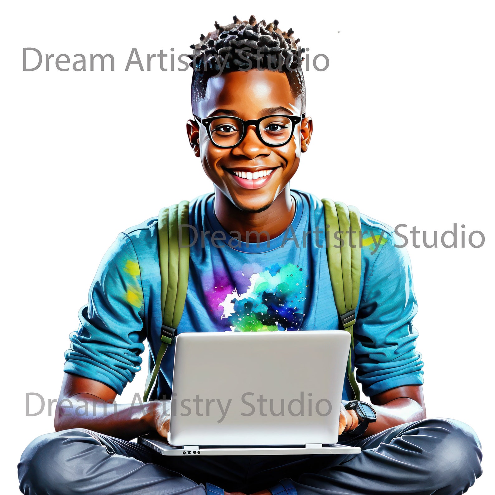 7 Watercolor Black Boy Student Clip Art, Book Lover Png, Reading Clip ...