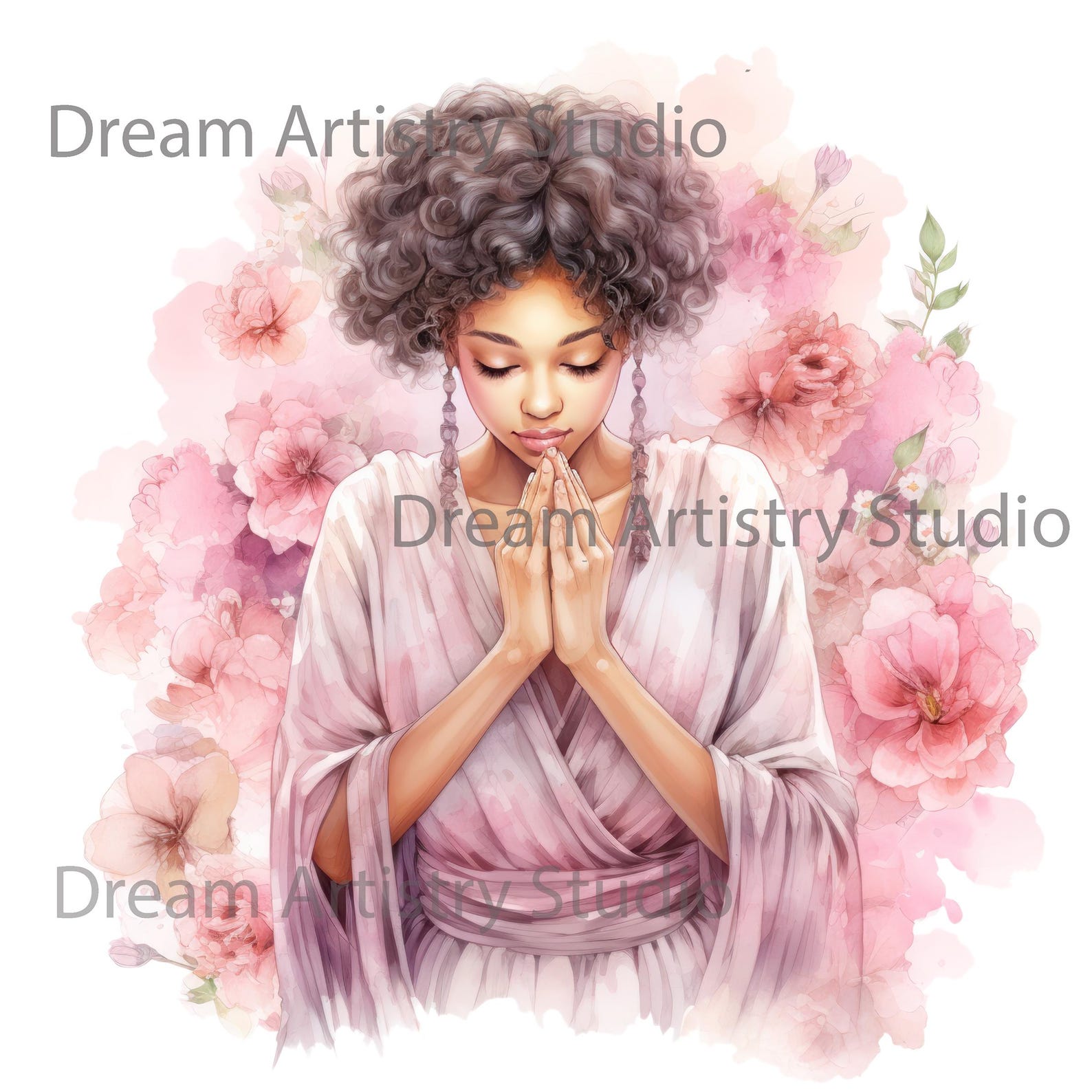 7 Watercolor Girl Praying Clip Art, African American Woman Prayer Png, Religious Clipart, Free ...