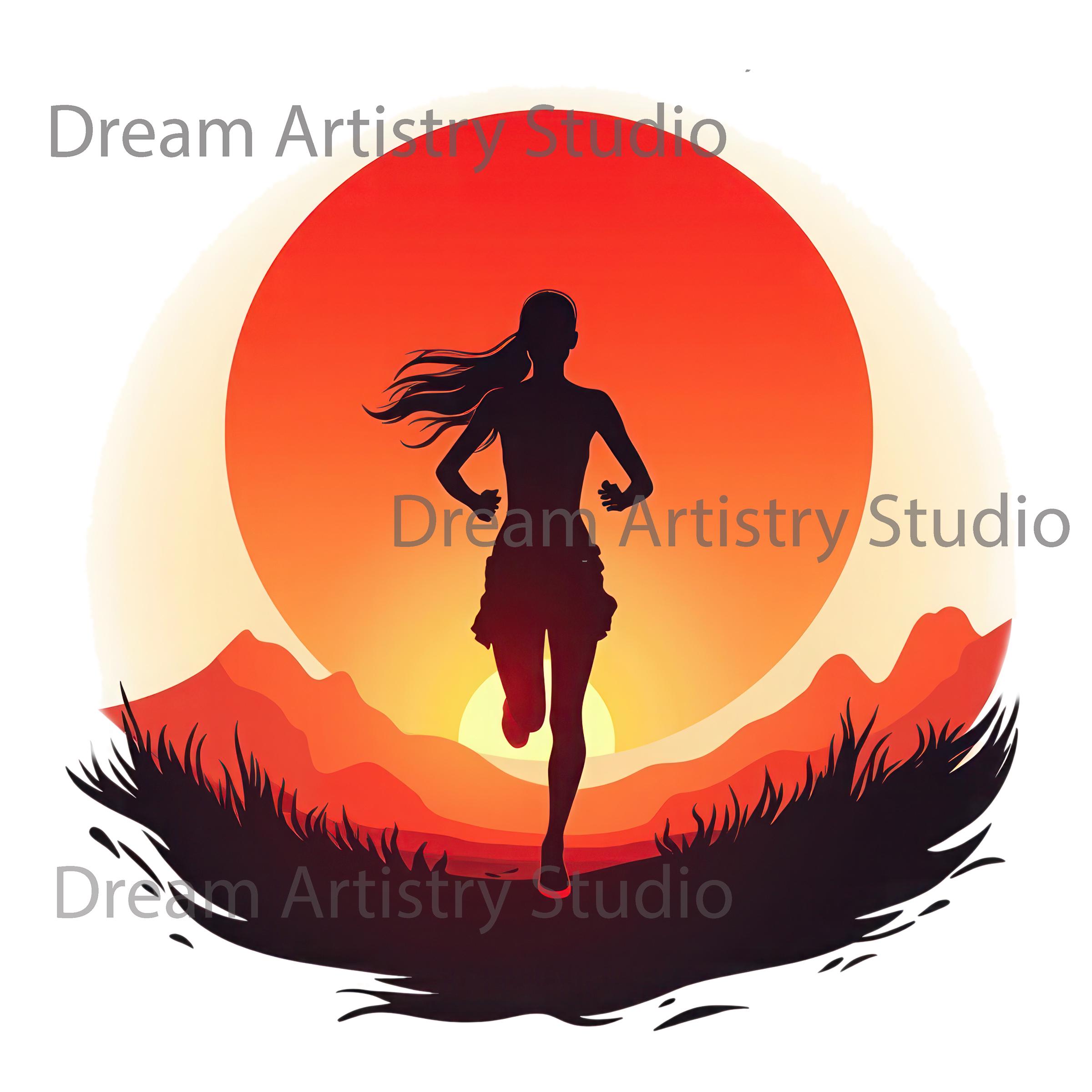 7 Watercolor Silhouette of Woman Running,sunset, Afro American Woman ...