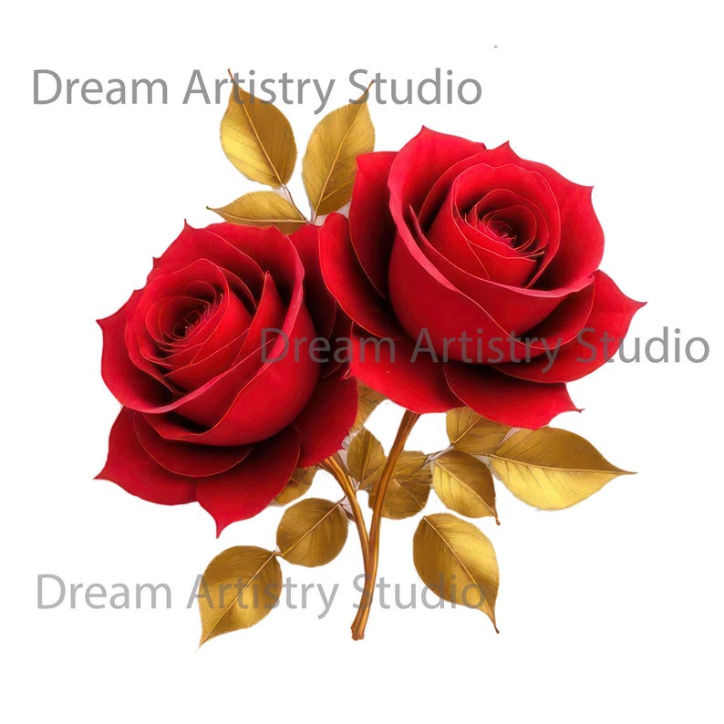 7 Red Gold Roses Flowers Png, Printable Flowers Clipart, Printable ...
