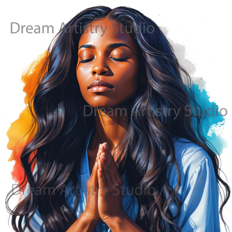 7 Watercolor Black Woman Praying Clip Art, African American Woman Prayer Png, Religious Clipart ...