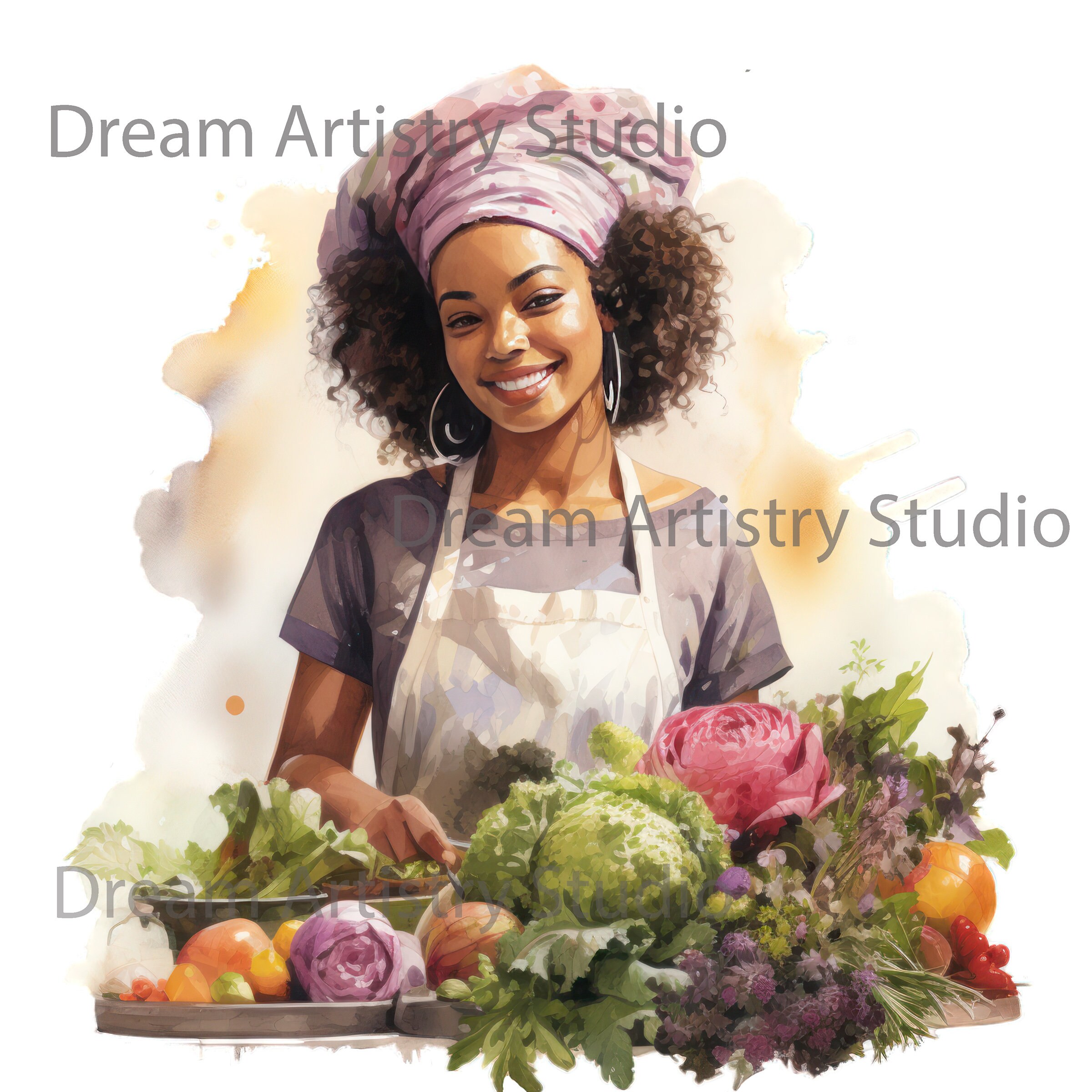 Watercolor Black Woman Chef Clipart, Afro American Chef, Cooking Baking ...
