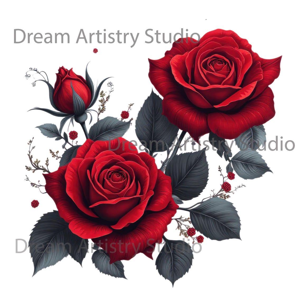 7 Red Roses Flowers Png, Printable Flowers Clipart, Printable Roses ...