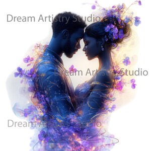 7 Watercolor Romantic Afro American Couple Clipart, Romantic Black Love ...