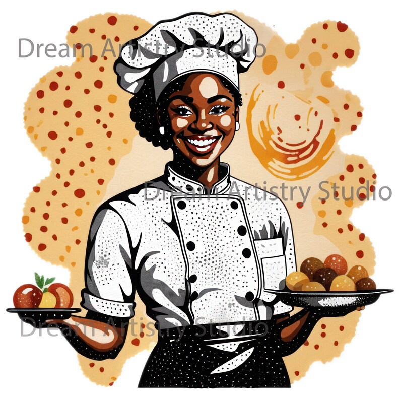 Watercolor Black Woman Chef Clipart, Afro American Chef Png, Cooking ...