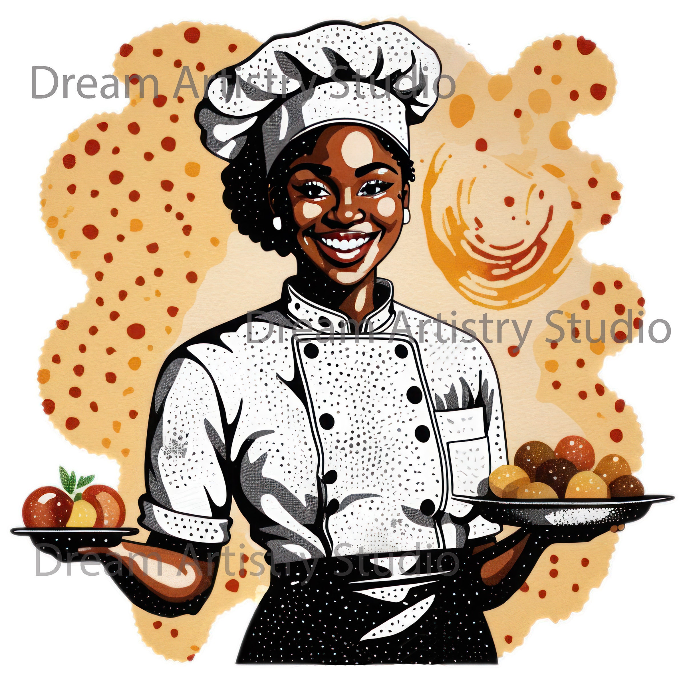 Watercolor Black Woman Chef Clipart, Afro American Chef Png, Cooking ...