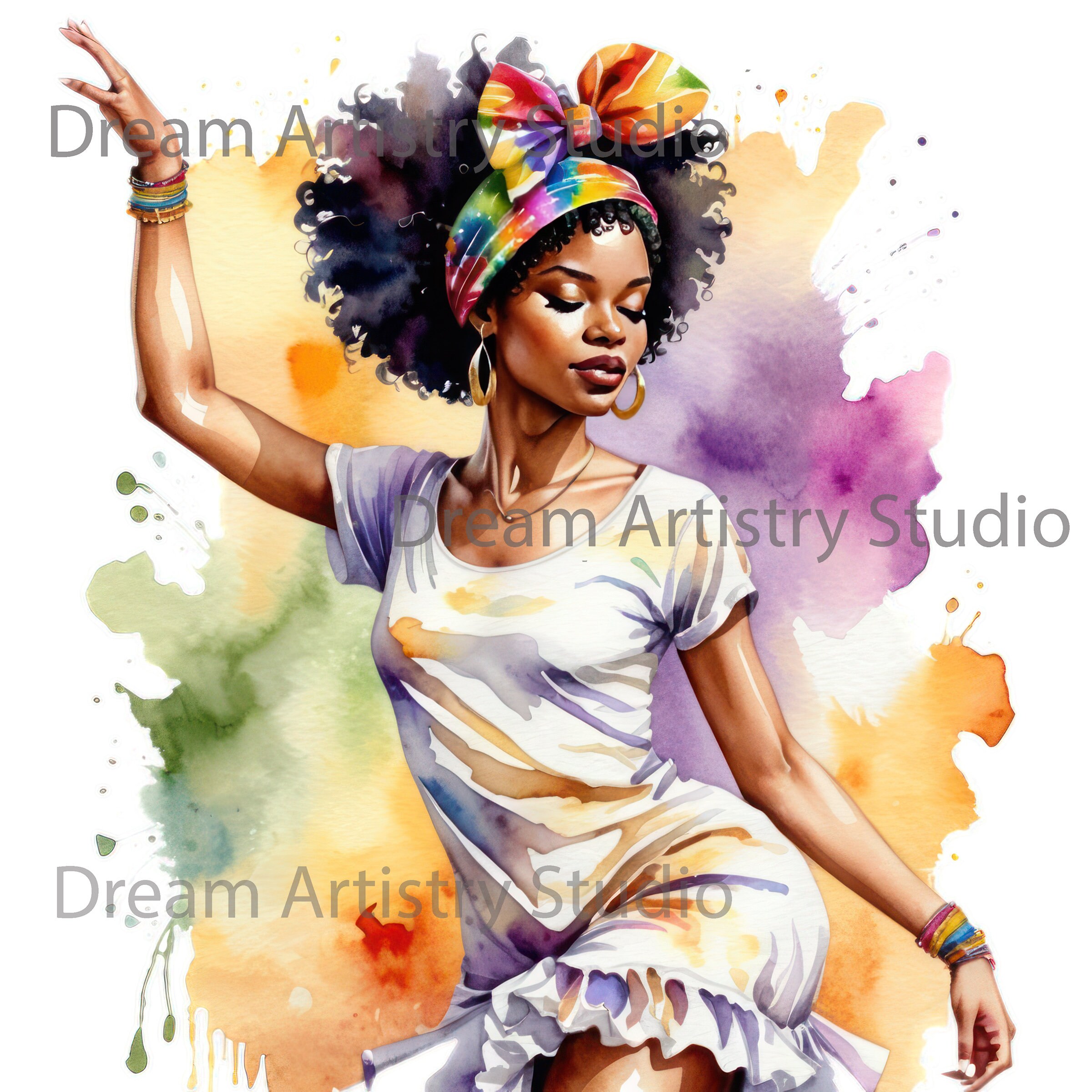 7 Watercolor Black Woman Dancer Clipart, Afro American Dancer Png ...