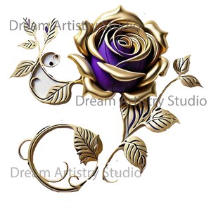 7 Purple Gold Roses Flowers Png, Printable Flowers Clipart, Printable ...