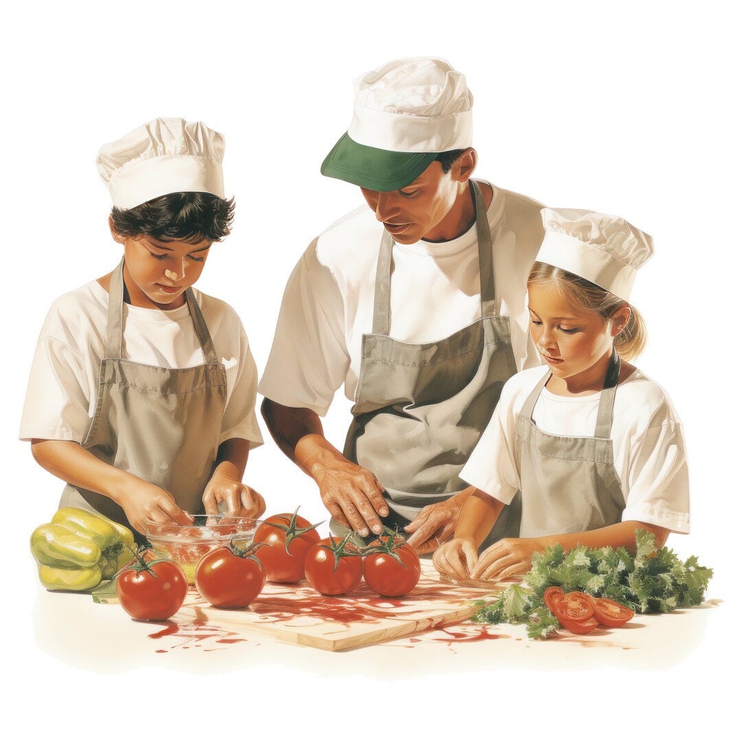7 Watercolor Family Cooking Clipart, Children Cooking Png, Kids Cooking ...