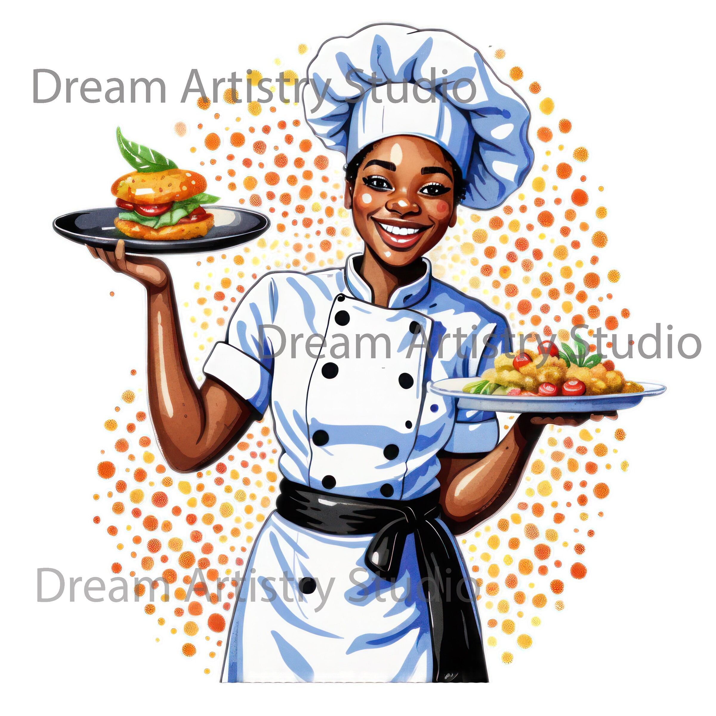 Watercolor Black Woman Chef Clipart, Afro American Chef Png, Cooking ...
