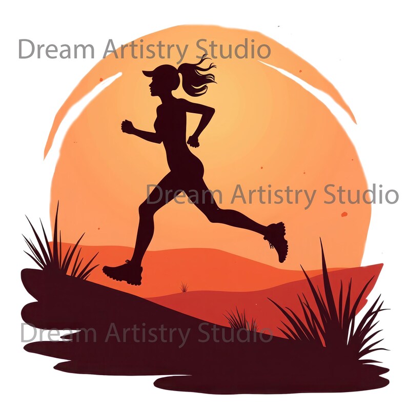 7 Watercolor Silhouette of Woman Running,sunset, Afro American Woman ...