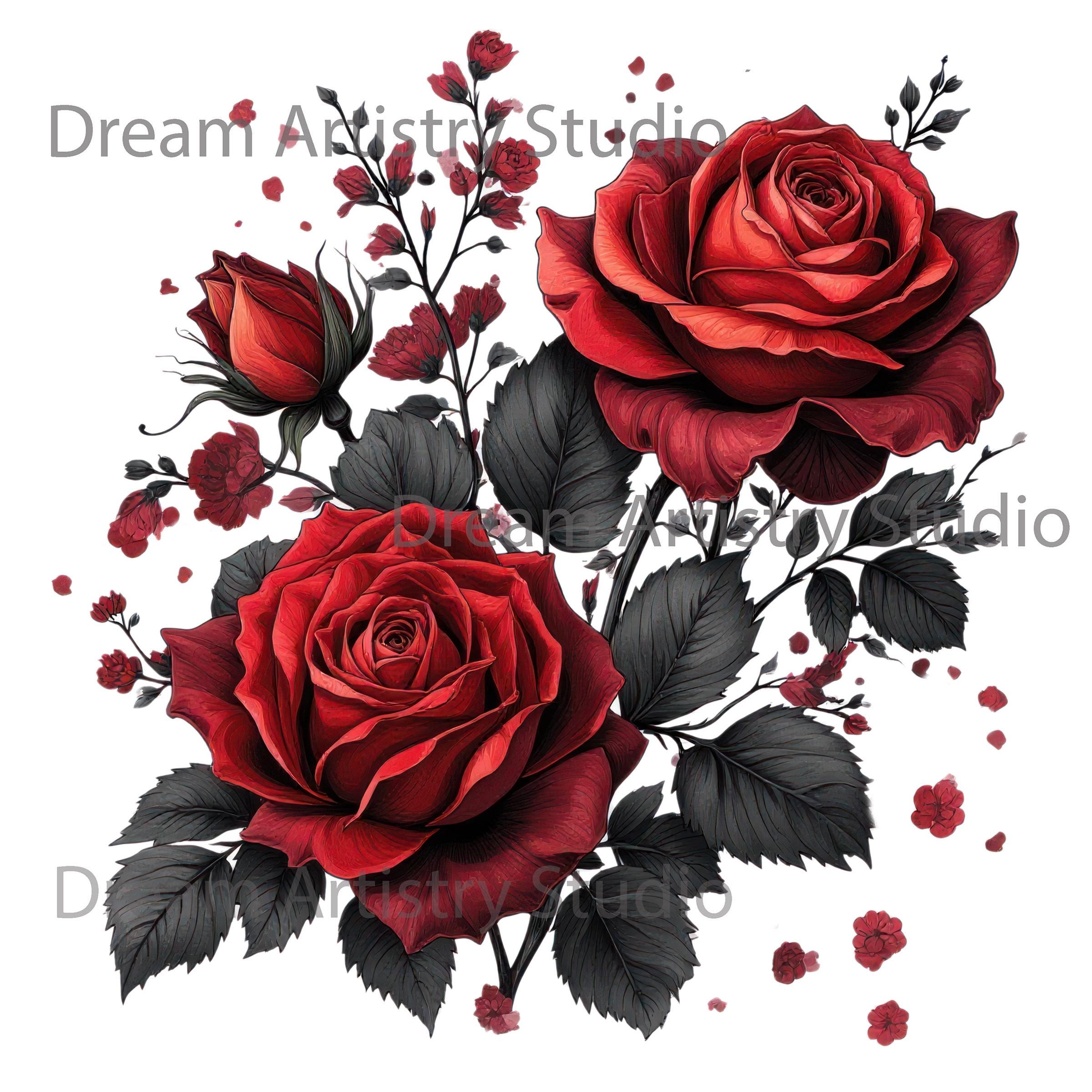 7 Red Roses Flowers Png, Printable Flowers Clipart, Printable Roses ...