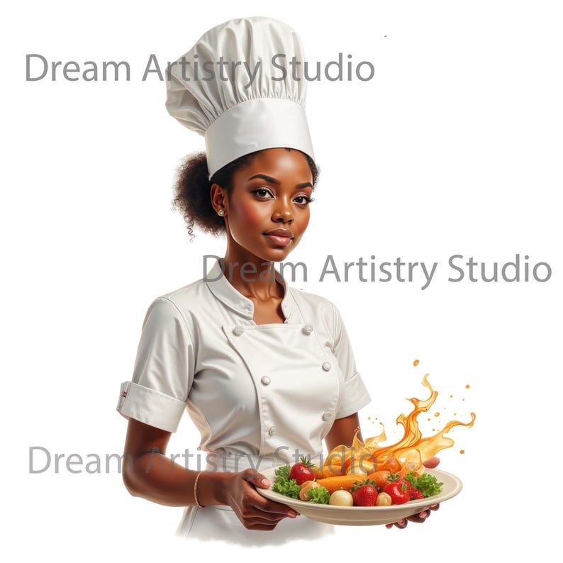 Watercolor Black Woman Chef Clipart, Afro American Chef Png, Cooking ...