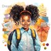 7 Watercolor Black Girl Back to School Clip Art, Book Lover Png ...