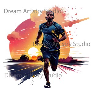 7 Watercolor Black Man Running, Afro American Man Runner Png, Jogging ...