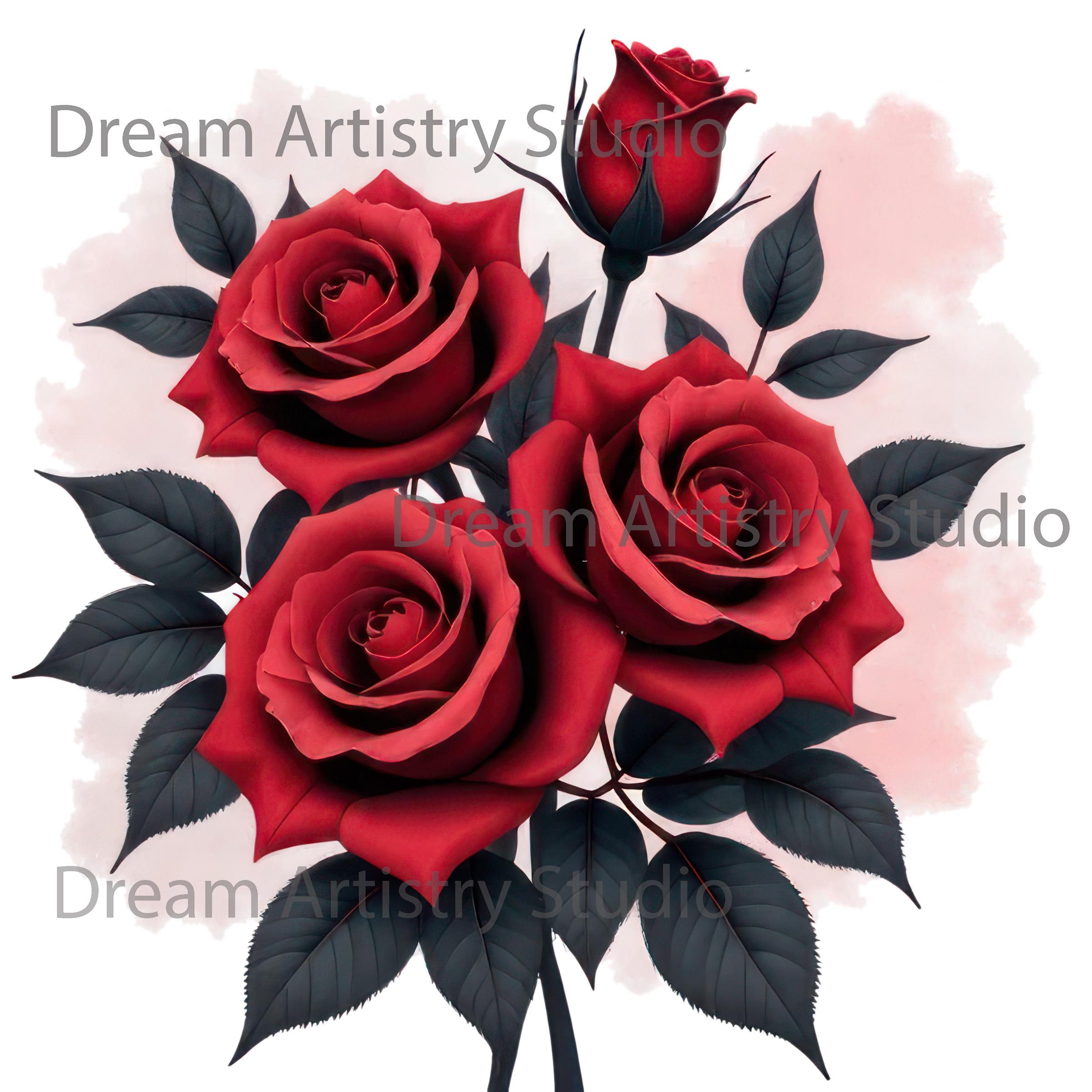 8 Red Roses Flowers Png, Printable Flowers Clipart, Printable Roses ...