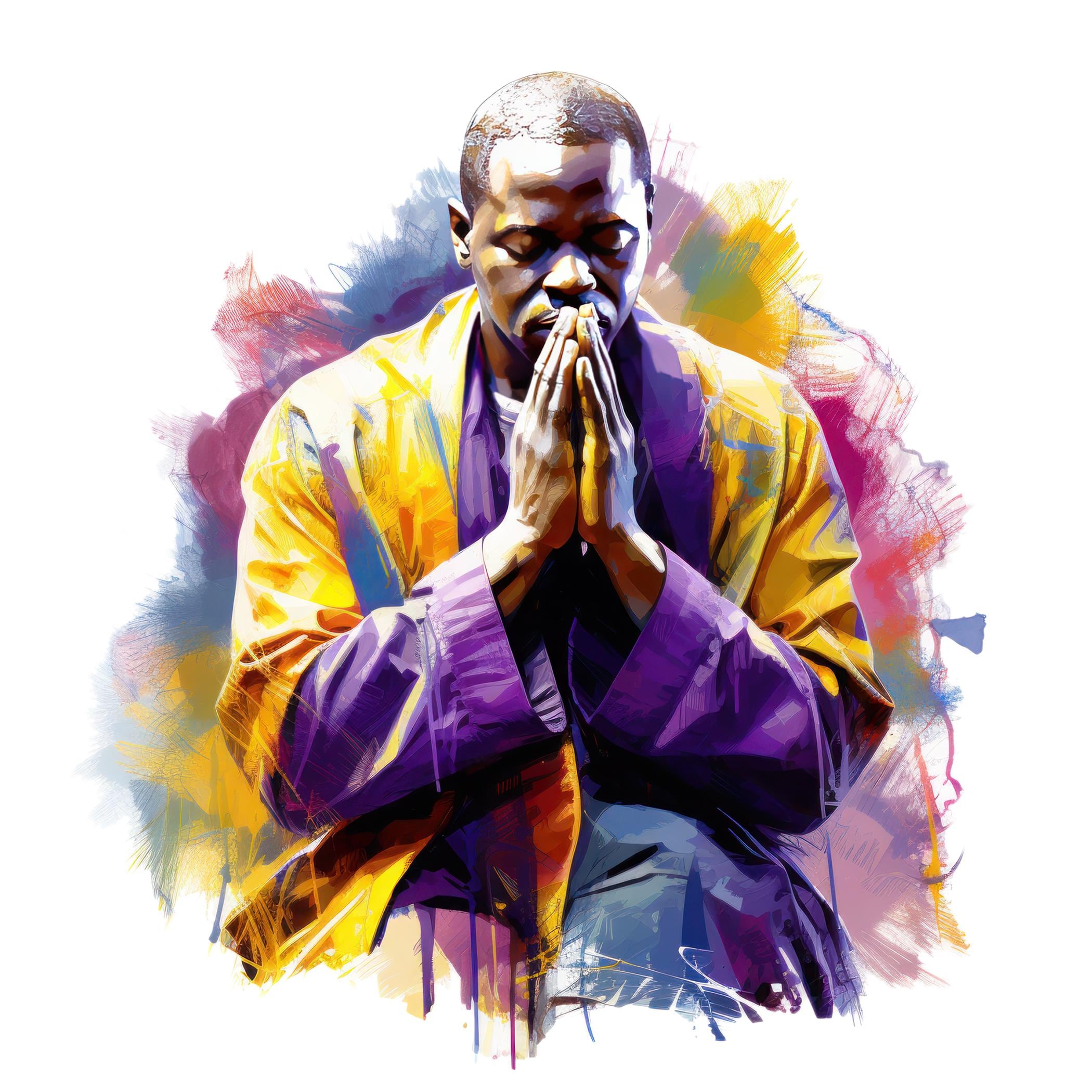 7 Watercolor Black Man Praying Clip Art, African American Prayer Png ...