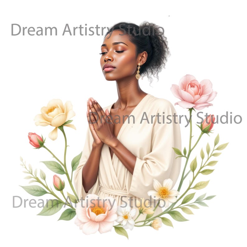 7 Watercolor Black Girl Praying Clip Art, African American Woman Prayer Png, Religious Clipart ...