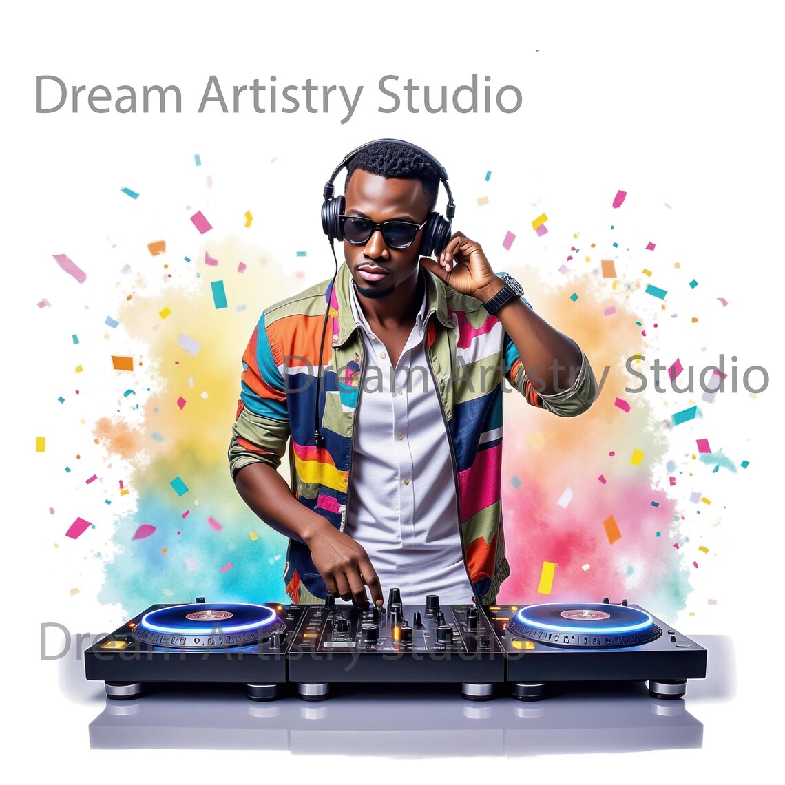7 Watercolor Afro American Man DJ Clipart, Black Man DJ Png, Dance ...