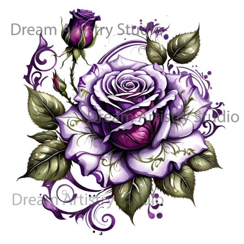 7 Purple Roses Flowers Png, Printable Flowers Clipart, Printable Roses ...
