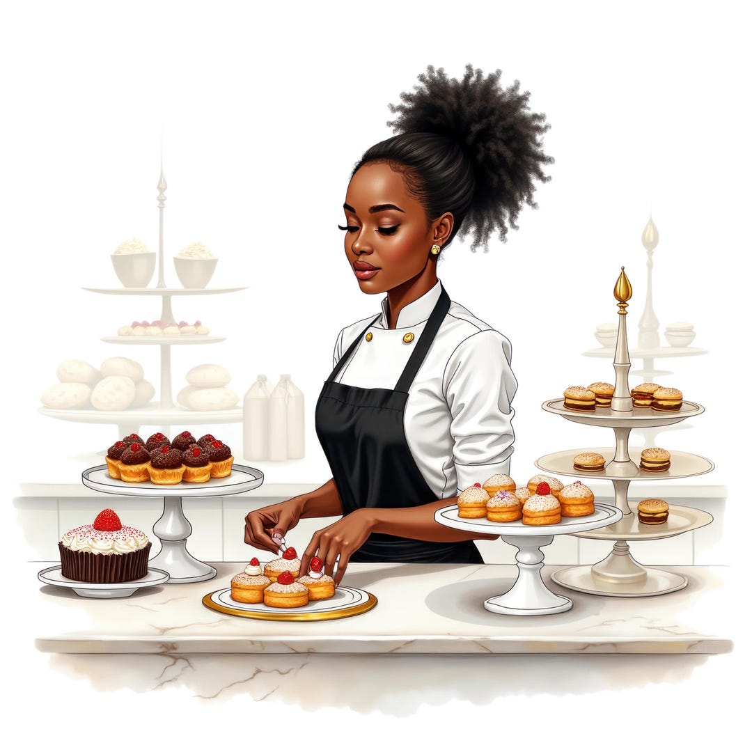 Watercolor Black Woman Chef Clipart, Afro American Chef Png, Cooking ...