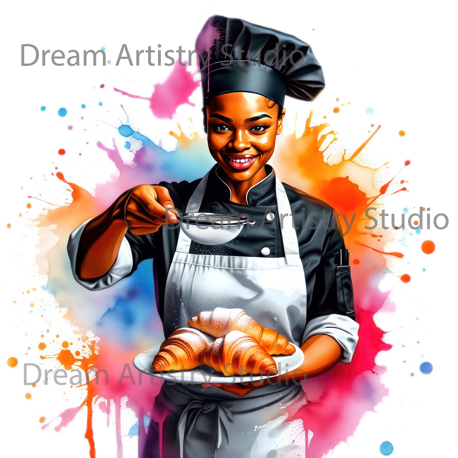 Watercolor Black Woman Chef Clipart, Afro American Chef Png, Cooking ...