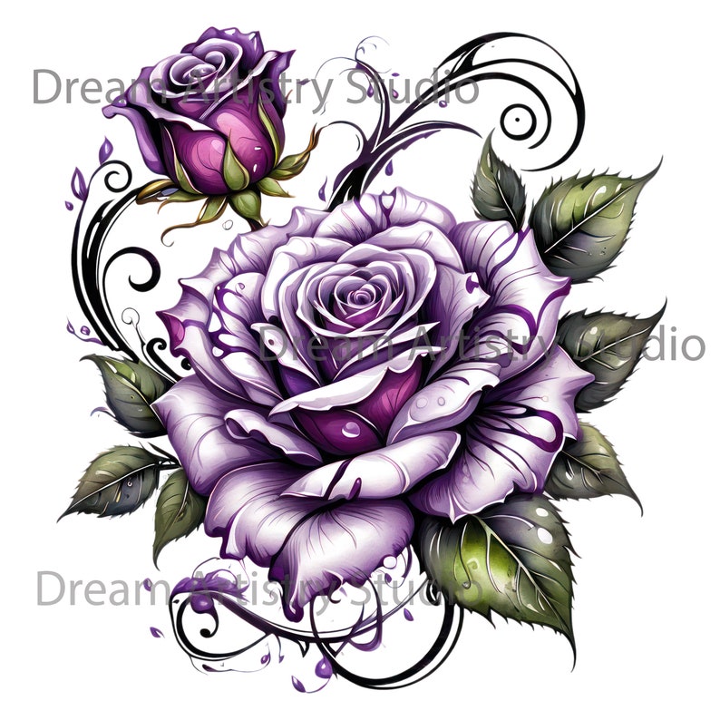 7 Purple Roses Flowers Png, Printable Flowers Clipart, Printable Roses ...