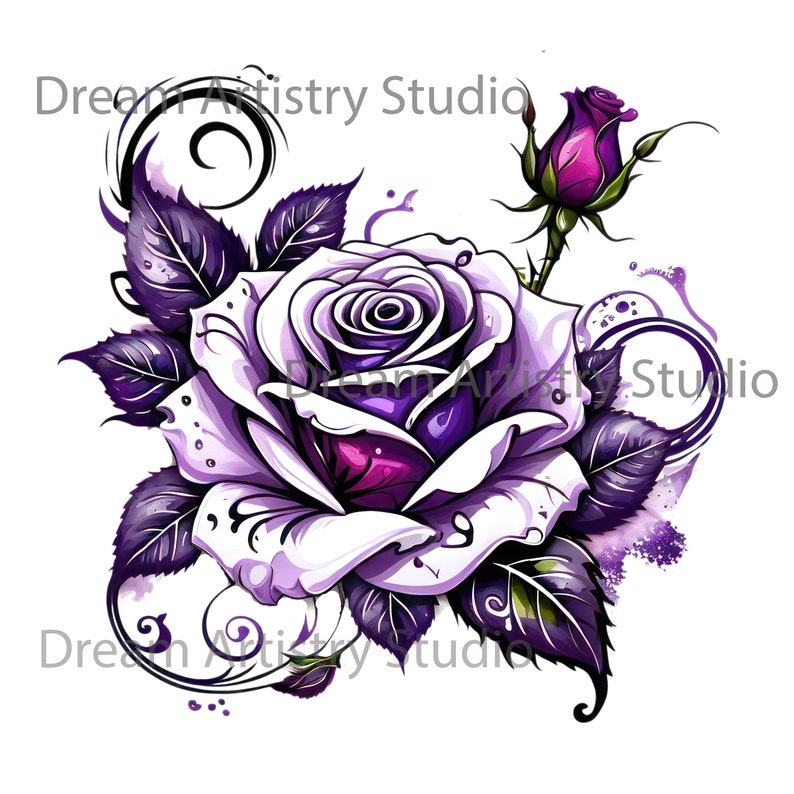 7 Purple Roses Flowers Png, Printable Flowers Clipart, Printable Roses ...