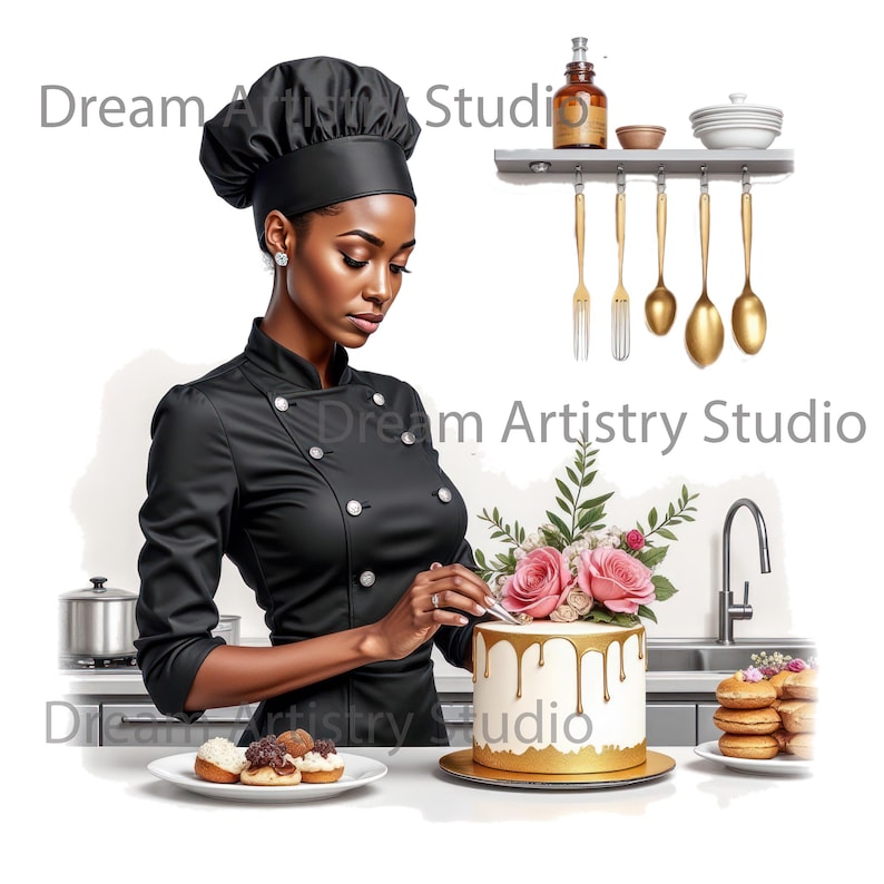 Watercolor Black Woman Chef Clipart, Afro American Chef Png, Cooking ...
