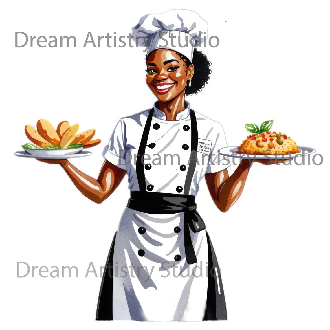 Watercolor Black Woman Chef Clipart, Afro American Chef Png, Cooking ...