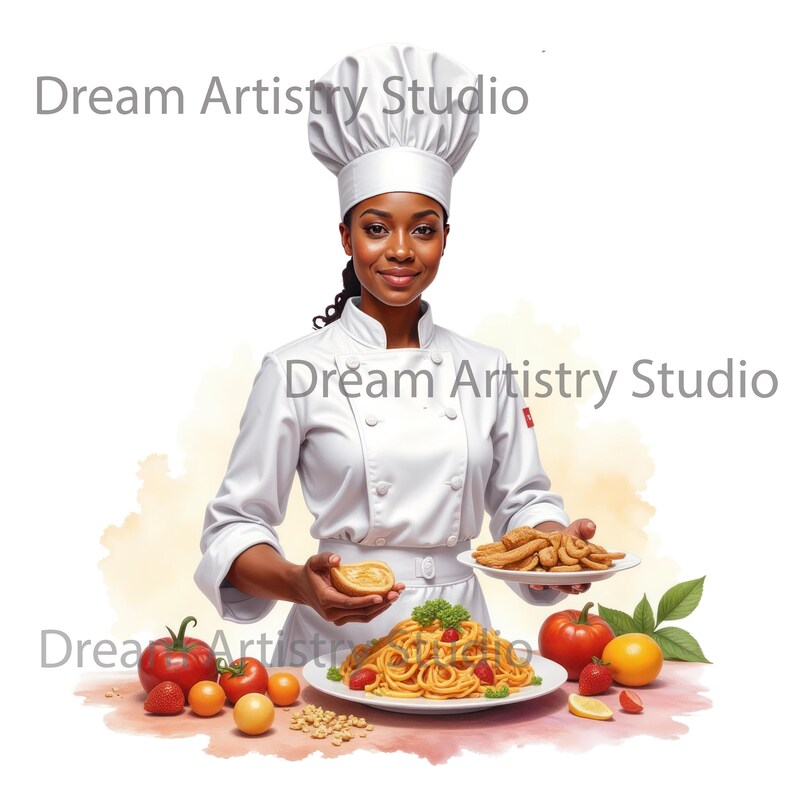 Watercolor Black Woman Chef Clipart, Afro American Chef Png, Cooking ...