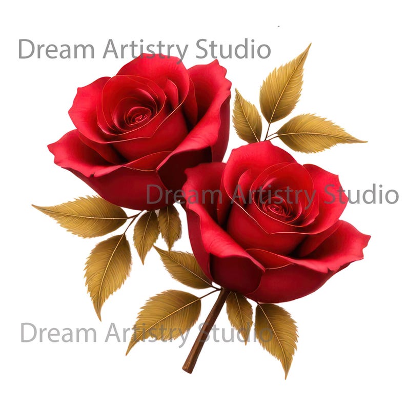 7 Red Gold Roses Flowers Png, Printable Flowers Clipart, Printable ...
