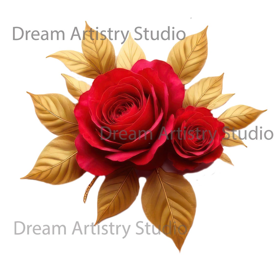 7 Red Gold Roses Flowers Png, Printable Flowers Clipart, Printable ...