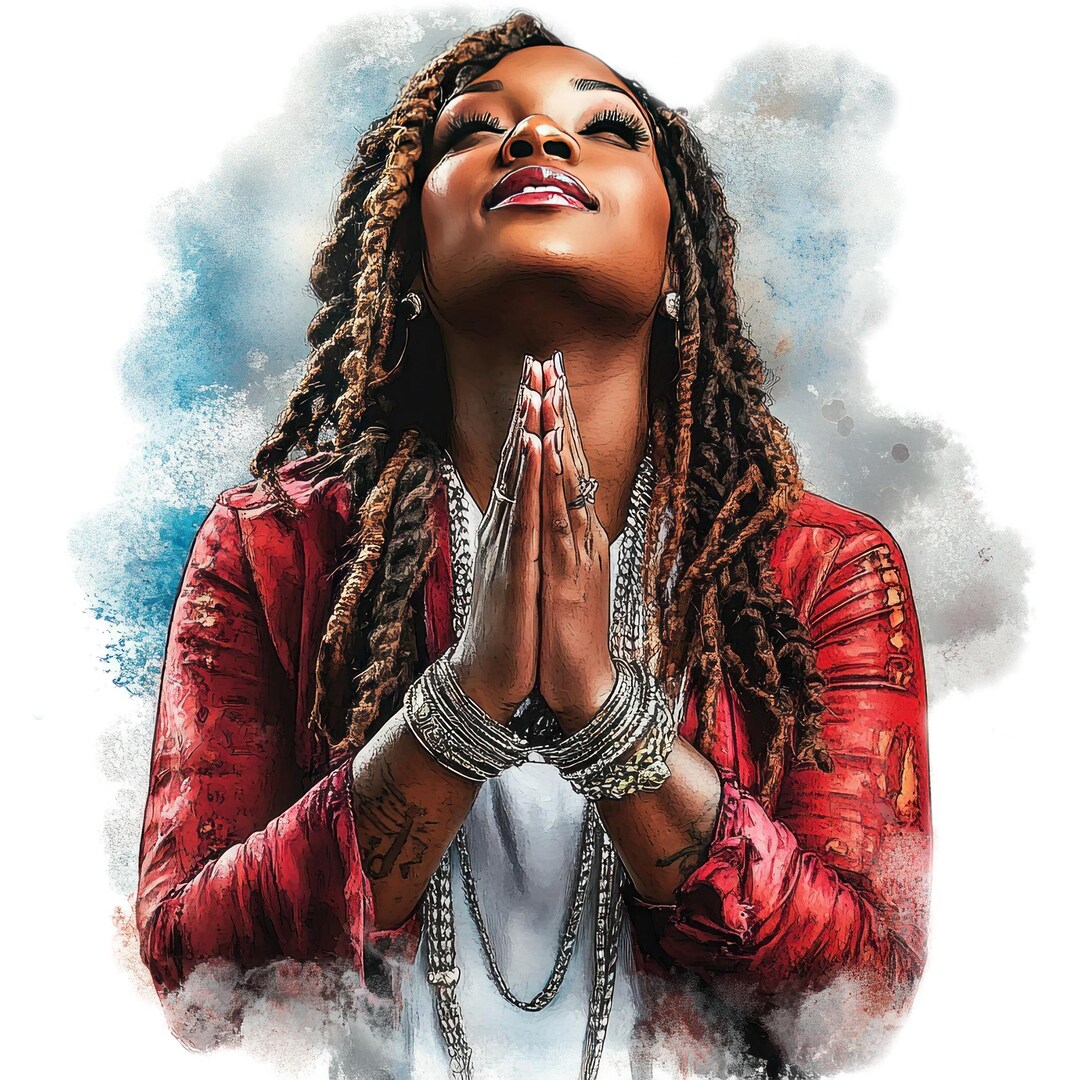 7 Watercolor Black Woman Praying Clip Art, African American Woman Prayer Png, Religious Clipart ...