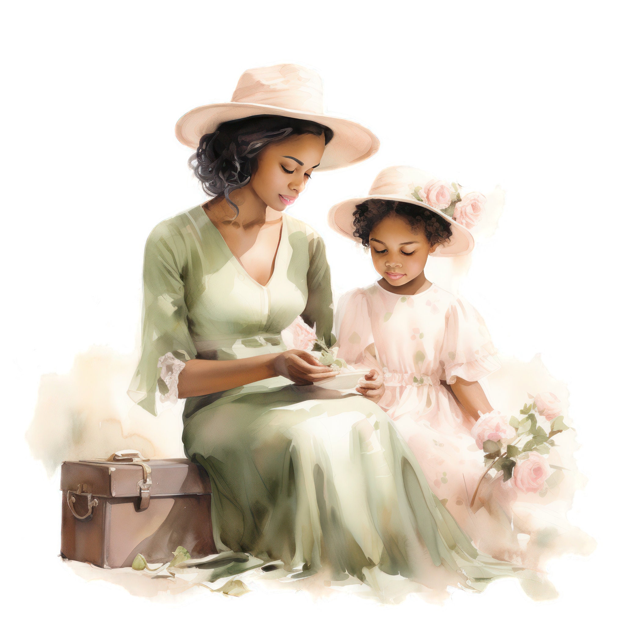7 Vintage Style Mothers Day Clip Art Motherhood Watercolor Png Mama