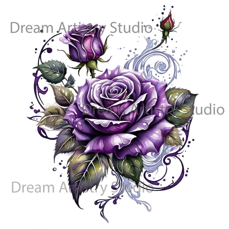 7 Purple Roses Flowers Png, Printable Flowers Clipart, Printable Roses ...
