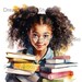 7 Watercolor Black Girl Back to School Clip Art, Book Lover Png ...