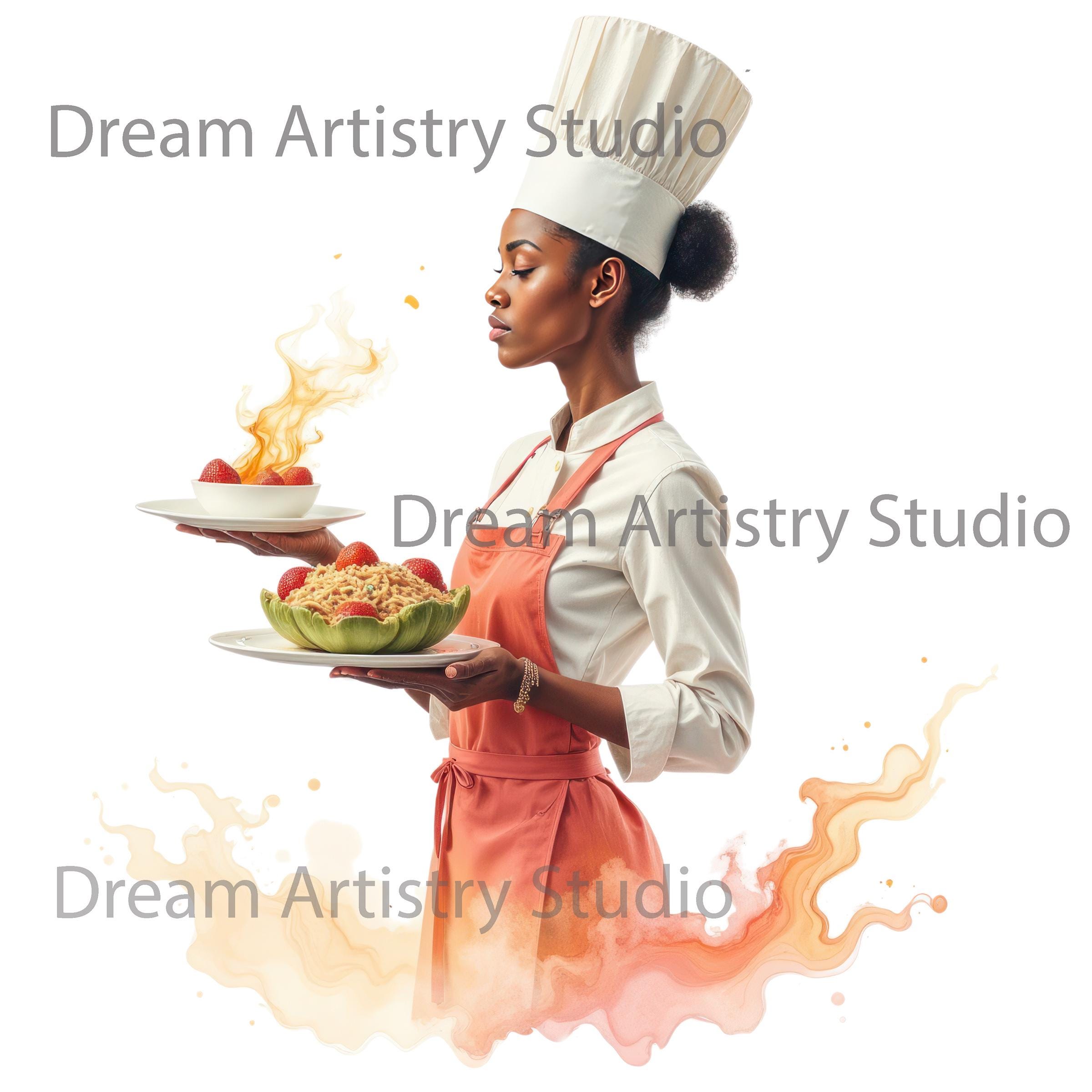 Watercolor Black Woman Chef Clipart, Afro American Chef Png, Cooking ...