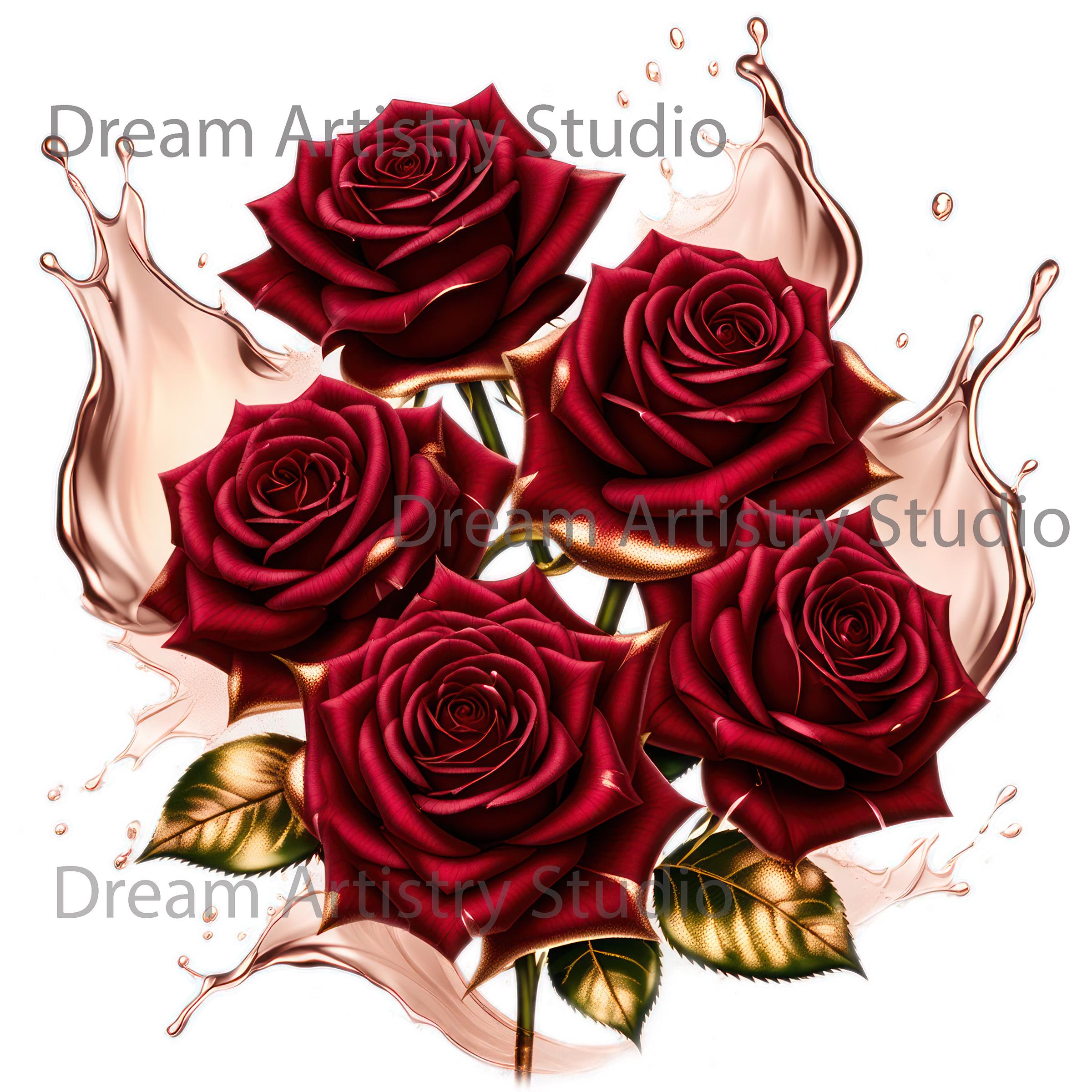 7 Red Roses Flowers Png, Embellishments, Frames, Borders, Commercial ...