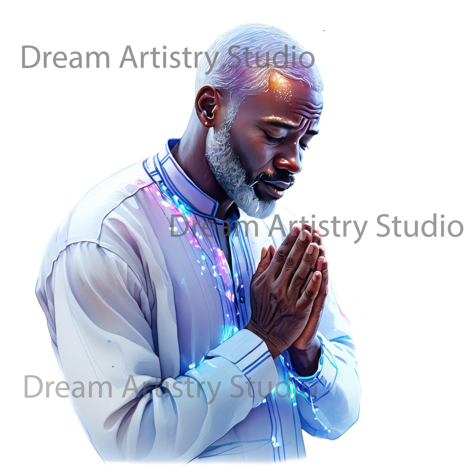 7 Watercolor Black Man Praying Clip Art, African American Prayer Png ...