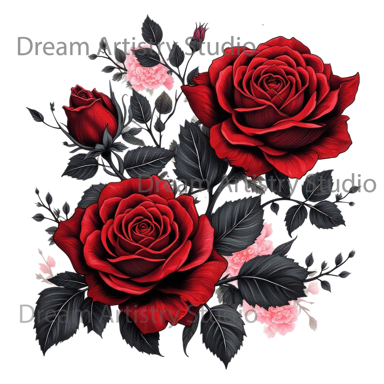 7 Red Roses Flowers Png, Printable Flowers Clipart, Printable Roses ...