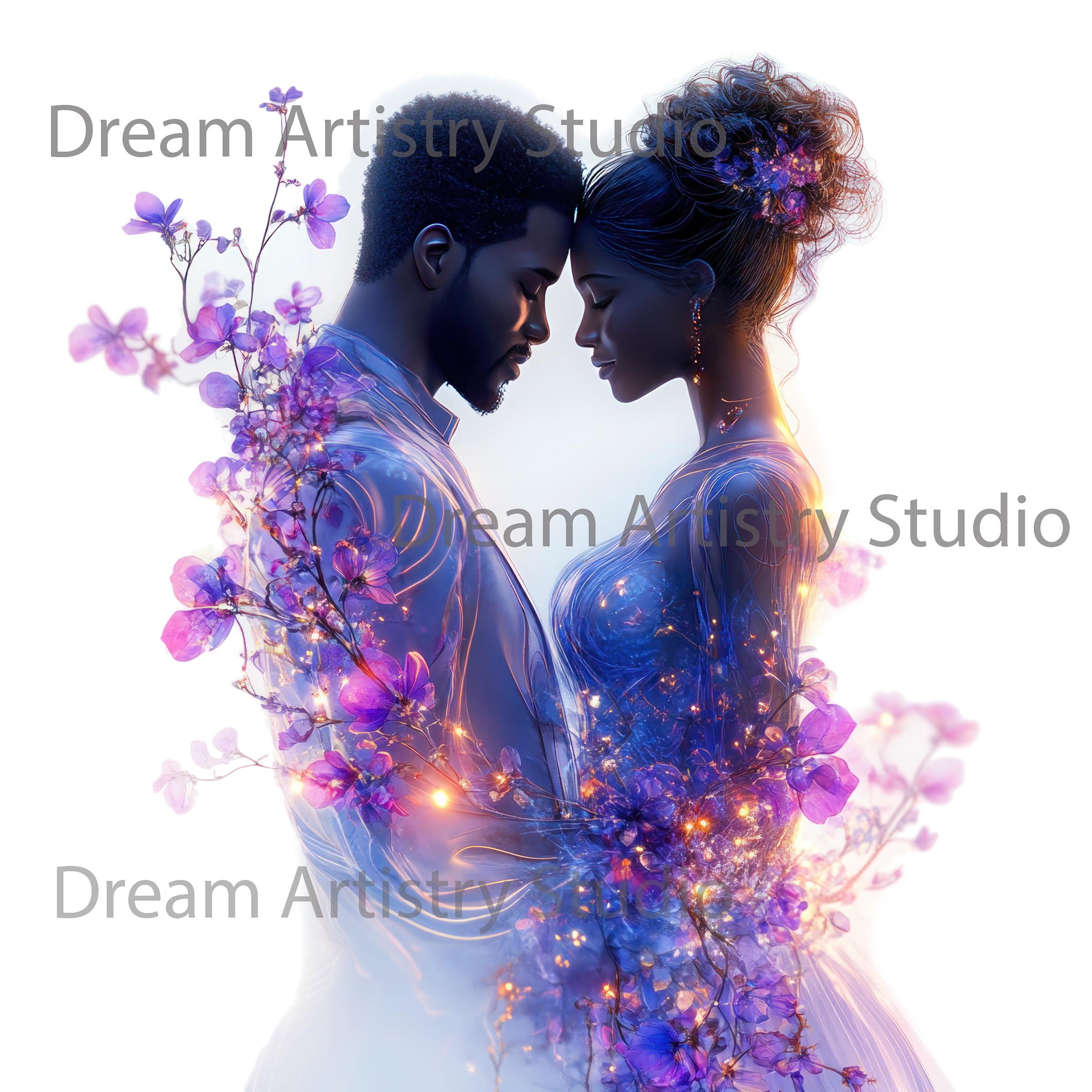 7 Watercolor Romantic Afro American Couple Clipart, Romantic Black Love ...