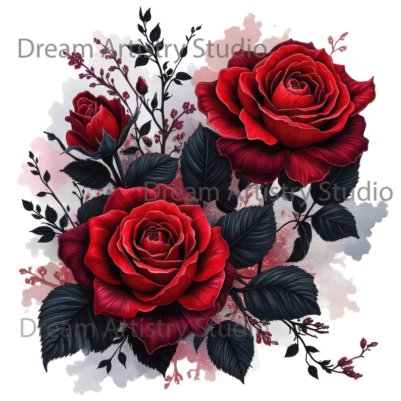 7 Red Roses Flowers Png, Printable Flowers Clipart, Printable Roses ...