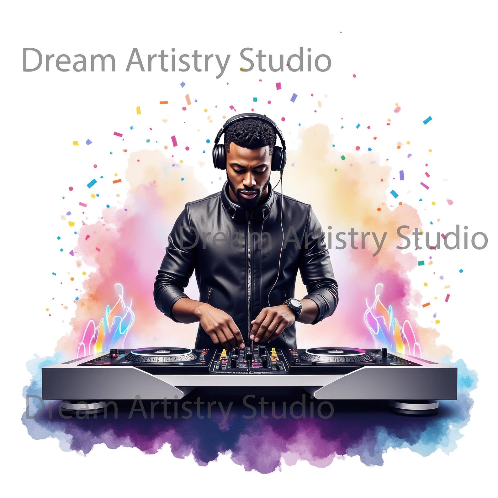 7 Watercolor Afro American Man DJ Clipart, Black Man DJ Png, Dance ...
