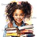 7 Watercolor Black Girl Back to School Clip Art, Book Lover Png ...