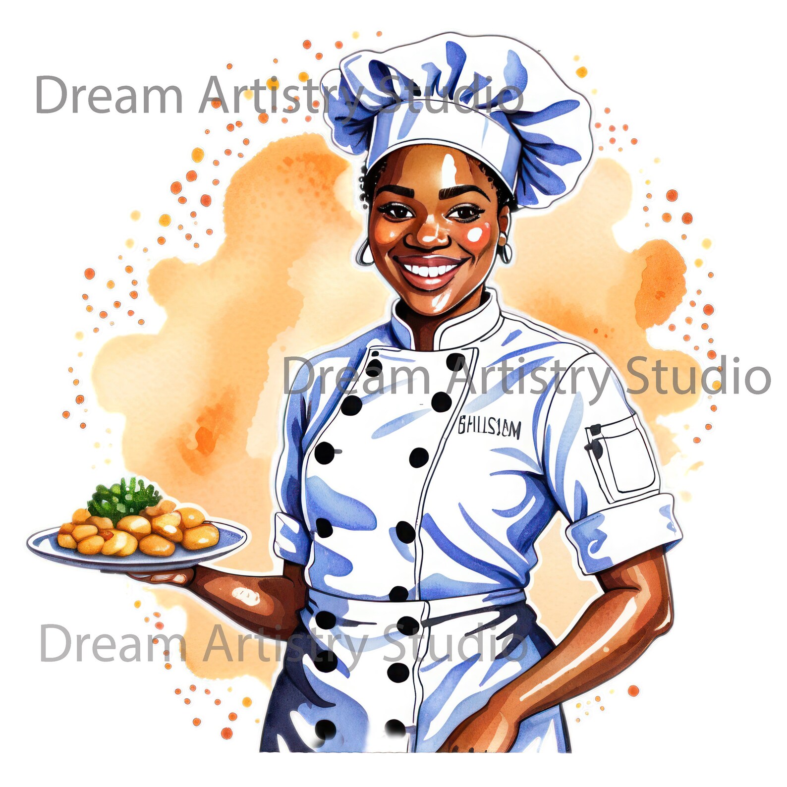 Watercolor Black Woman Chef Clipart, Afro American Chef Png, Cooking ...