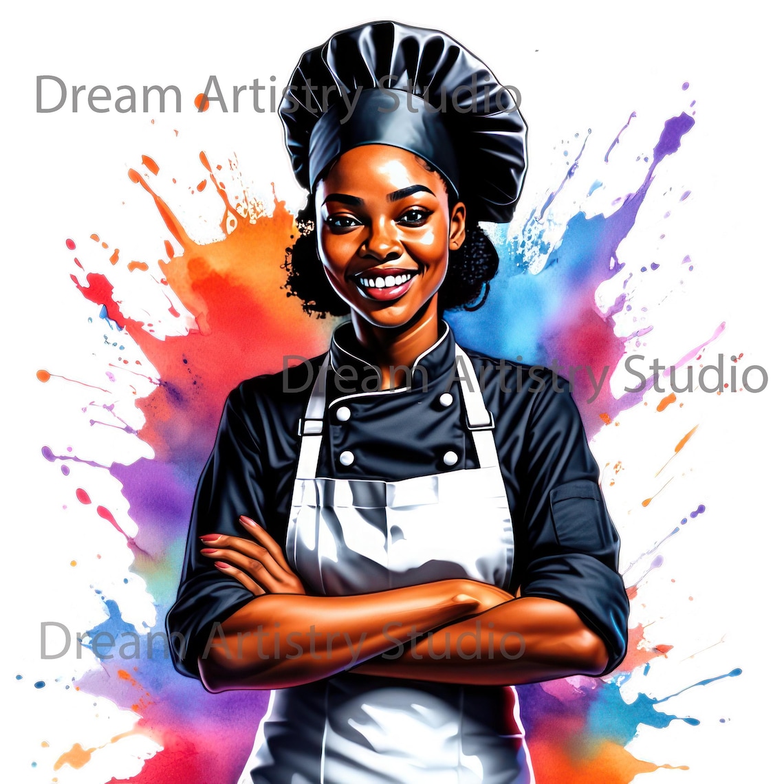 Watercolor Black Woman Chef Clipart, Afro American Chef Png, Cooking ...