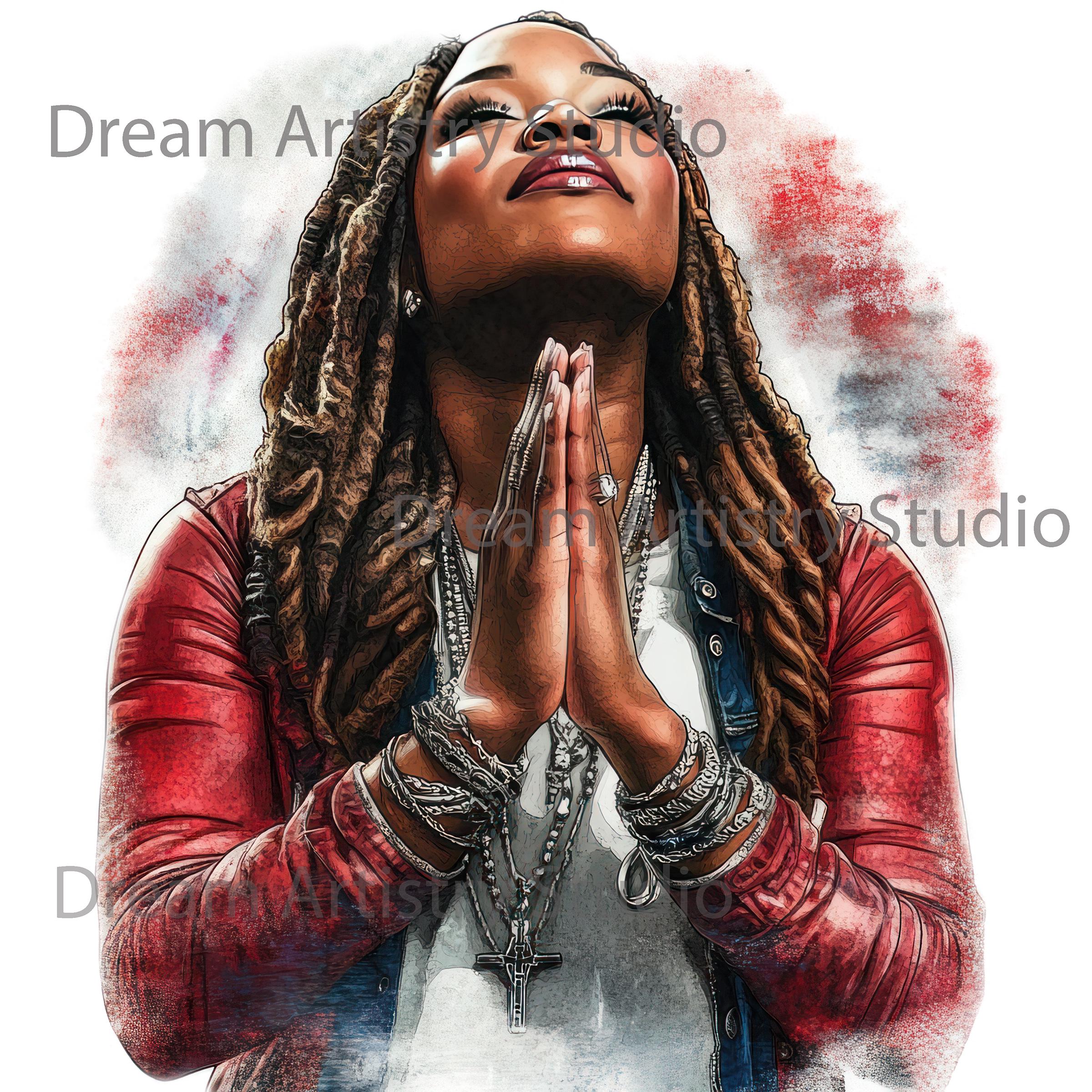 7 Watercolor Black Woman Praying Clip Art, African American Woman Prayer Png, Religious Clipart ...