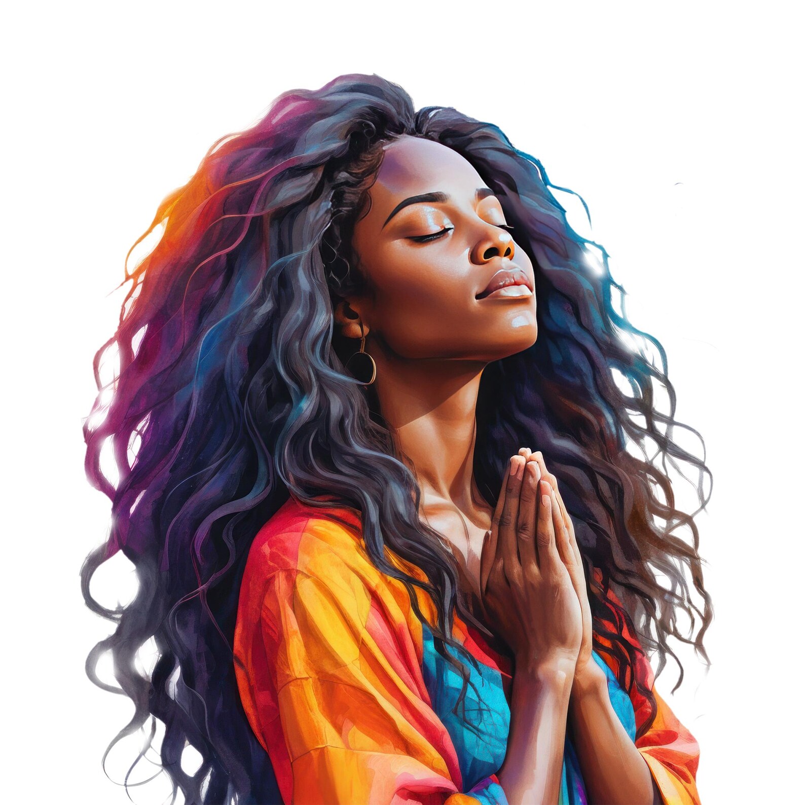 7 Watercolor Black Woman Praying Clip Art, African American Woman Prayer Png, Religious Clipart ...